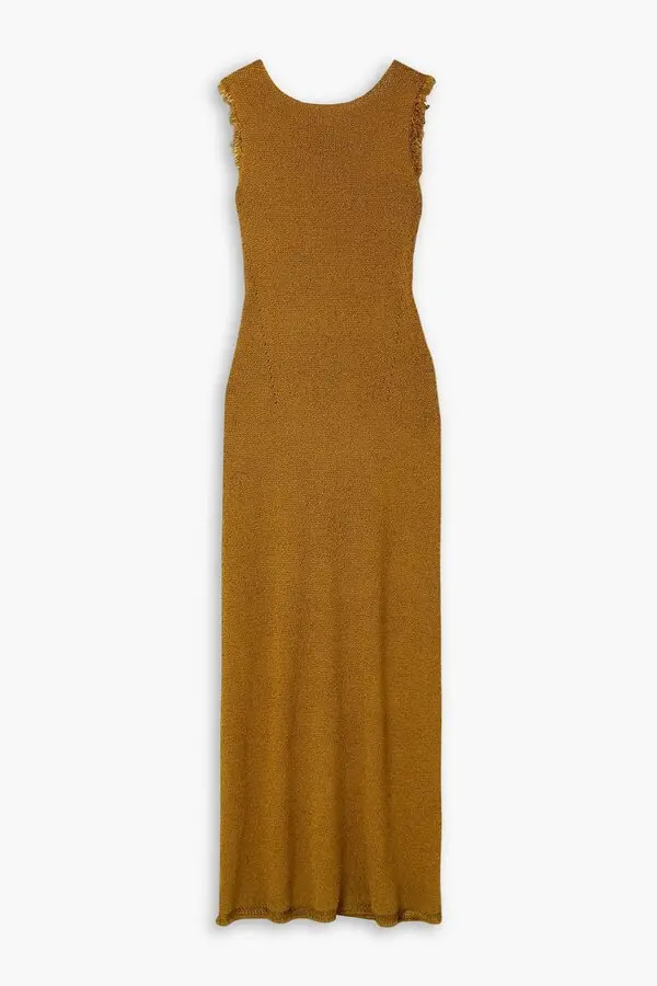 Proenza Schouler Sylvia Open-back Bouclé-knit Maxi Dress - Light Brown