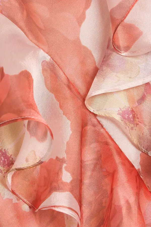 MIKAEL AGHAL Ruffled Floral-print Satin Maxi Dress