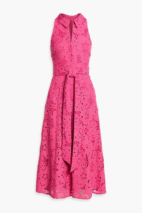 Badgley Mischka Guipure Lace Midi Shirt Dress