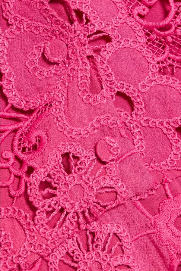 Badgley Mischka Guipure Lace Midi Shirt Dress