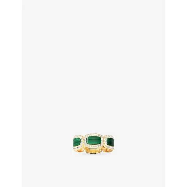 APM MONACO Mediterranee Malachite And Cubic Zirconia Ring - Yellow