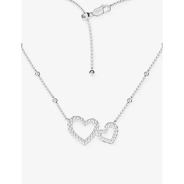 APM MONACO Heart Adjustable Sterling-silver And Cubic Zirconia Necklace - Sterling Sliver