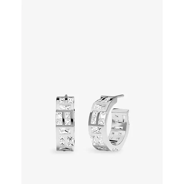 APM MONACO Ice Hoop Sterling-silver And Cubic Zirconia Earrings - Sterling Sliver