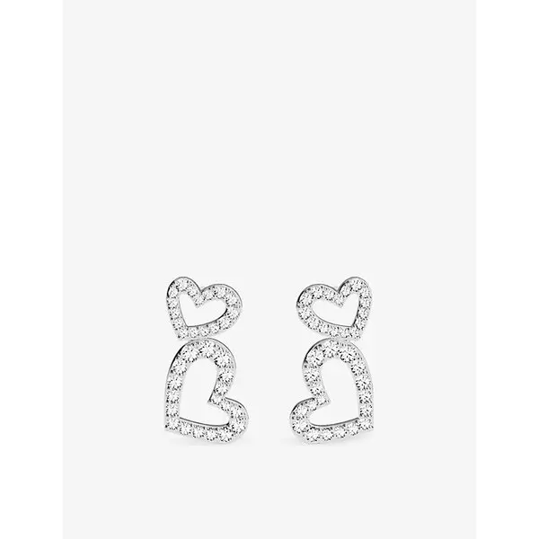 APM MONACO Heart Sterling-silver And Cubic Zirconia Stud Earrings - Sterling Sliver