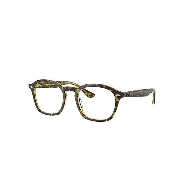 Ray-ban Square Frame Eyeglasses - Havana On Transparent Green
