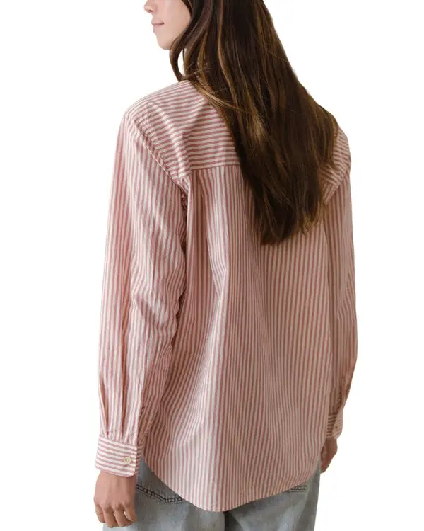 Marine Layer Jane Relaxed Shirt - Rust Stripe