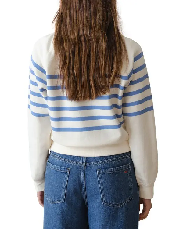 Marine Layer Raglan Oversized Crewneck Sweatshirt - White/blue