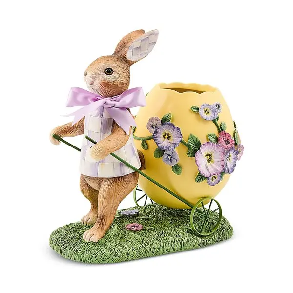 MACKENZIE-CHILDS Party Bunny And Cart Centerpiece - Pansy