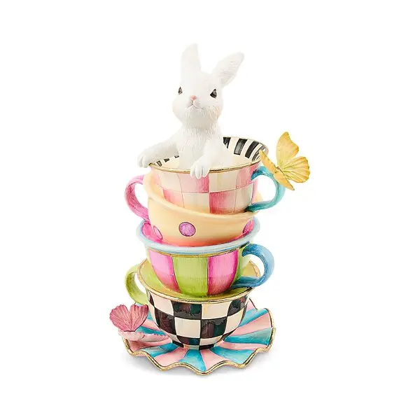 MACKENZIE-CHILDS Spring Stacked Teacup Bunny - Frolic