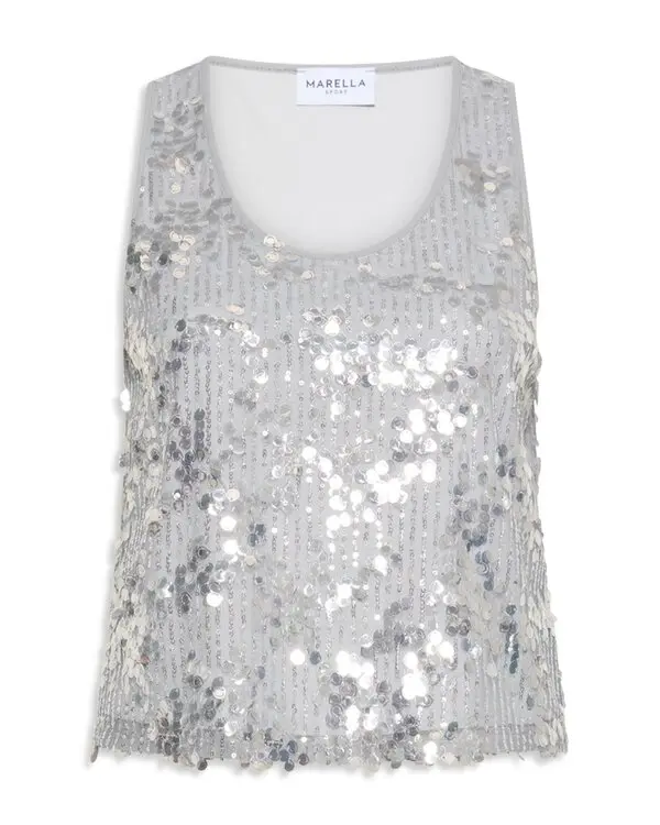 Marella Sequin-embroidered Tulle Tank Top