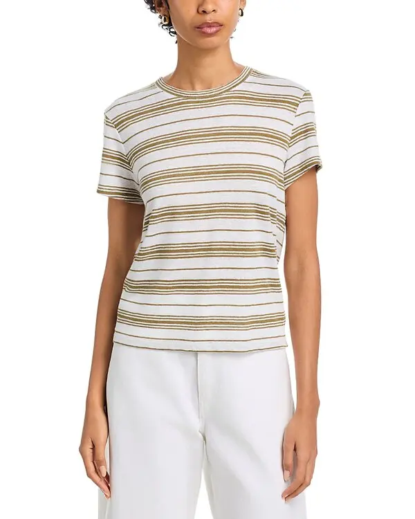 FRAME The Linen Blend Striped Tee