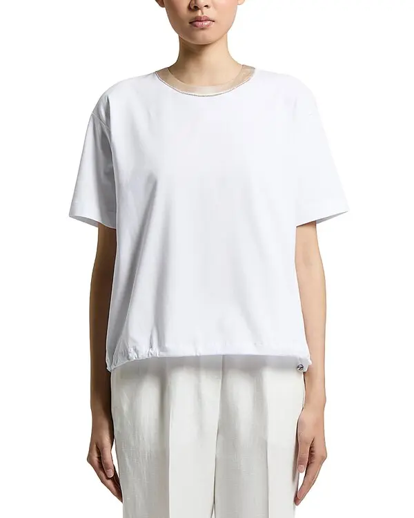 Peserico Satin Neck Gathered Hem Tee