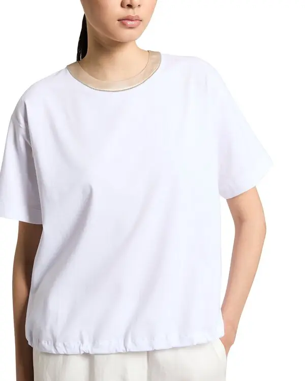 Peserico Satin Neck Gathered Hem Tee
