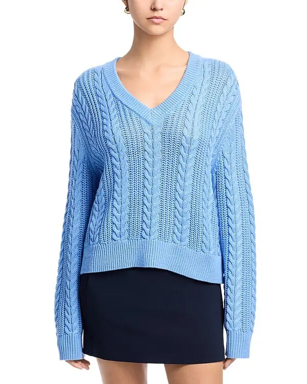 French Connection Ryland V-neck Cable Knit Sweater