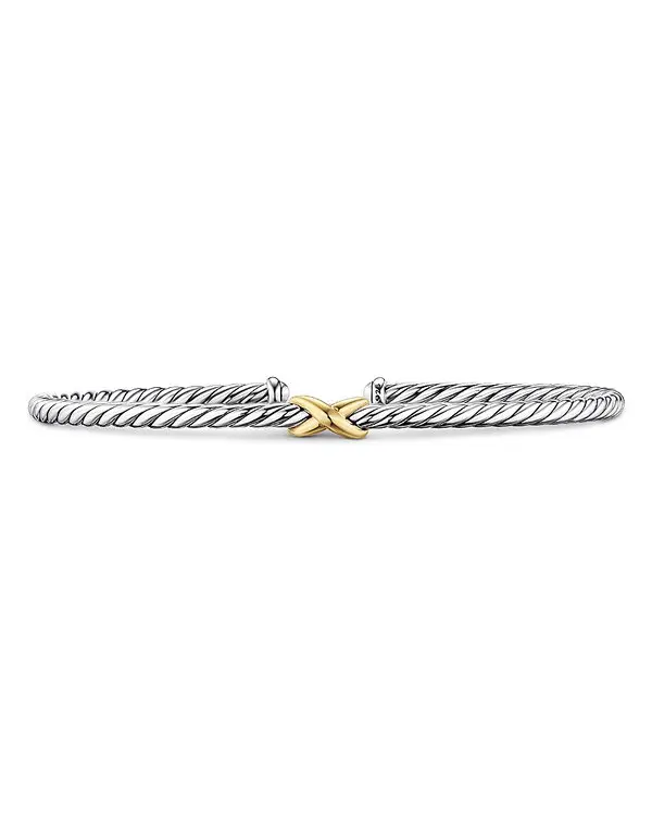 David Yurman Micro Cable Flex Petite X Bracelet - Gold/silver