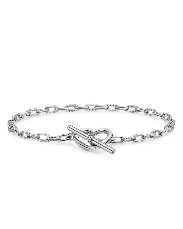 David Yurman Sterling Heart Toggle Chain Bracelet - Silver