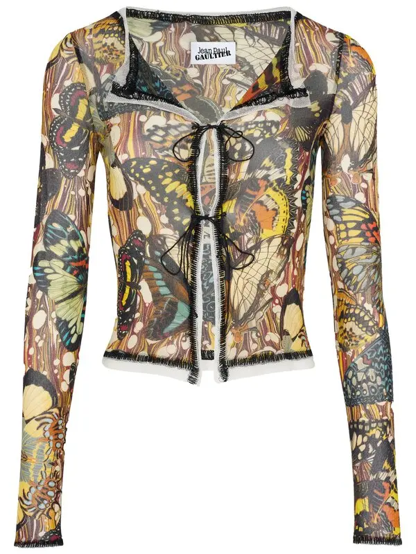 Jean Paul Gaultier Printed Cardigan With Tie Detailing - Multicolour