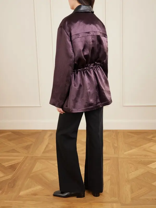 Maria Mcmanus Leather-trimmed Sateen Jacket - Purple