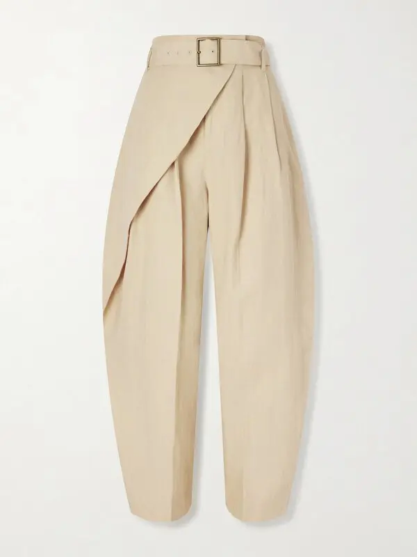 Polo Ralph Lauren Belted Pleated Linen Tapered Pants