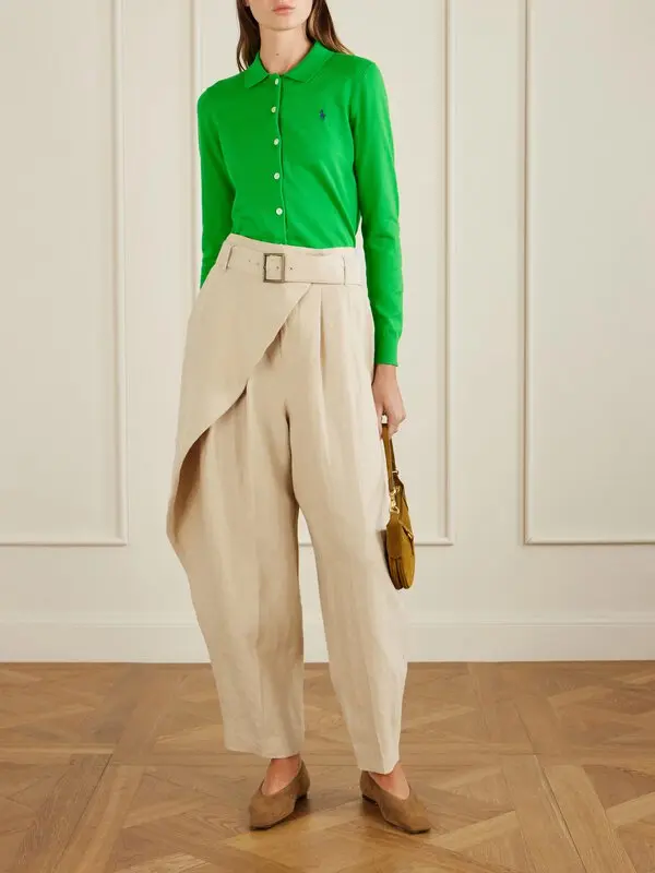 Polo Ralph Lauren Belted Pleated Linen Tapered Pants