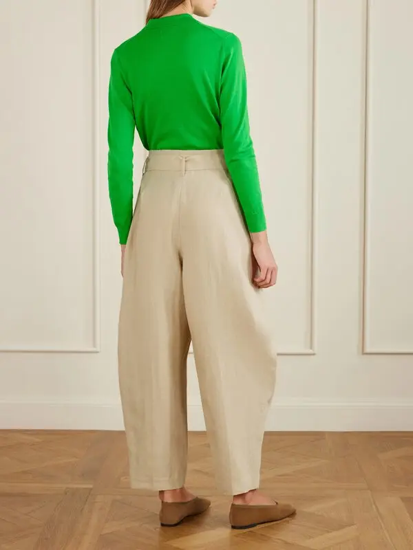 Polo Ralph Lauren Belted Pleated Linen Tapered Pants
