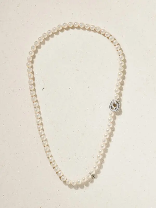 Mikimoto 18-karat White Akoya Pearl Necklace - Gold