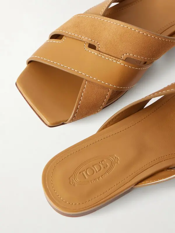 TOD'S Suede And Leather Crossover Slides