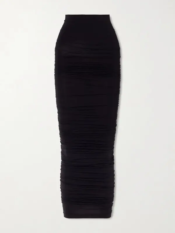 Wolford Draped Stretch-jersey Midi Skirt - Black
