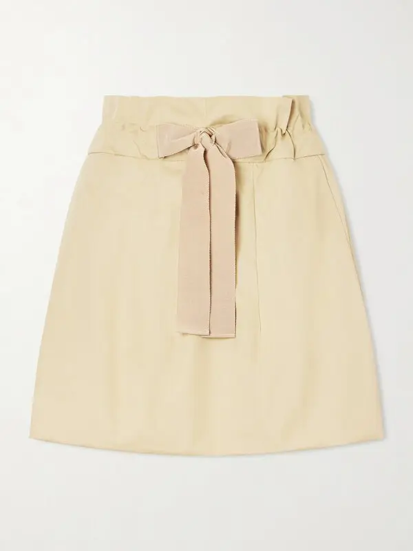 PATOU Bloomer Grosgrain-trimmed Mini Skirt - Neutrals