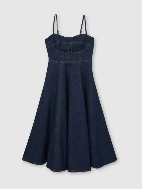 slim fit dress slacks Blue Modest Fit & Flare Midi Dress