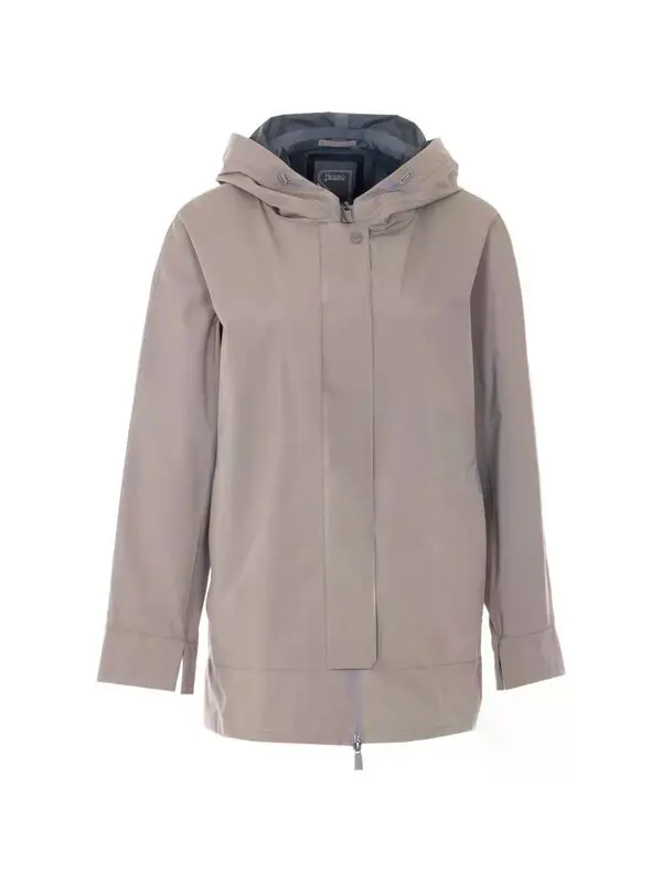 Herno Hooded Zip-up Coat - Neutrals