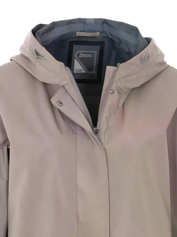 Herno Hooded Zip-up Coat - Neutrals