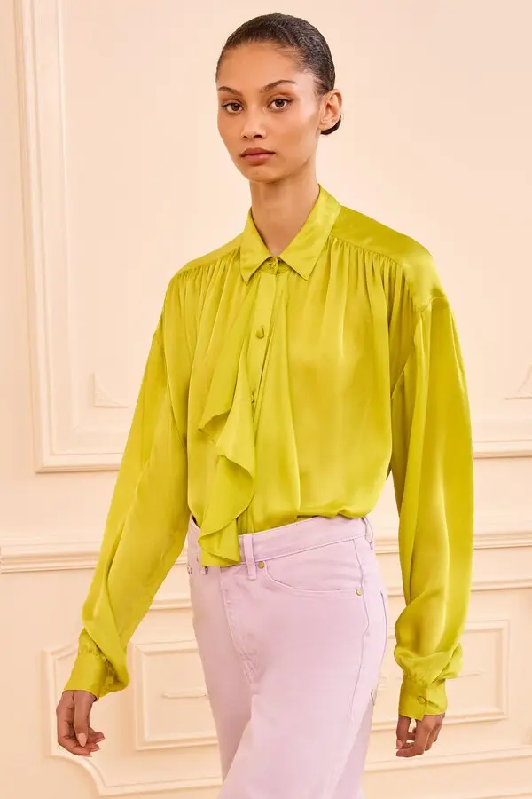 Ulla Johnson Gesture Silk Blouse - Chartreuse