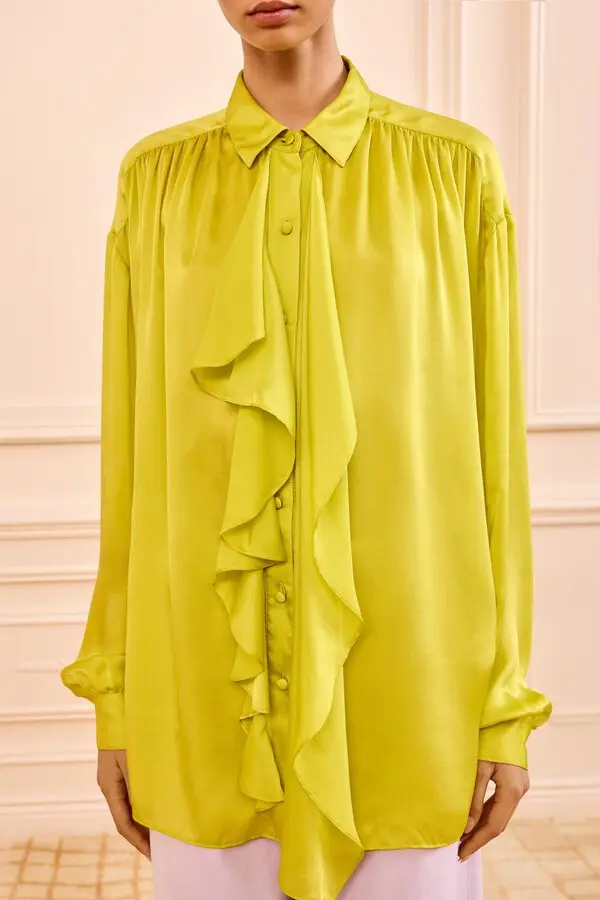 Ulla Johnson Gesture Silk Blouse - Chartreuse