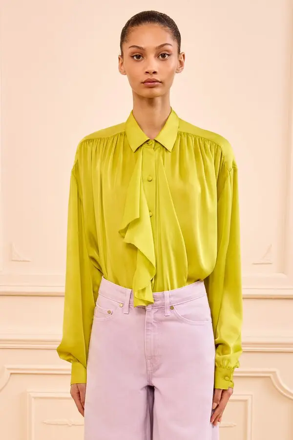 Ulla Johnson Gesture Silk Blouse - Chartreuse