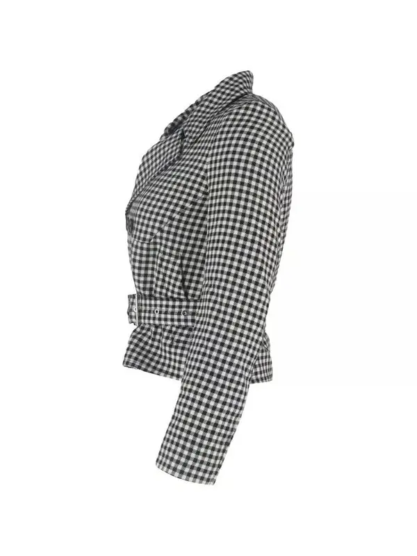 Alexander McQueen Gingham-checked Belted Blazer