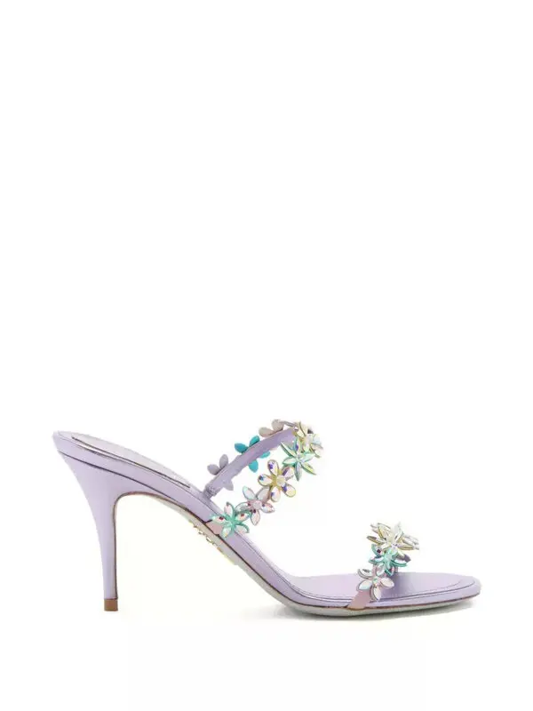 Rene Caovilla Eva Floral-detail Heeled Sandals - Purple