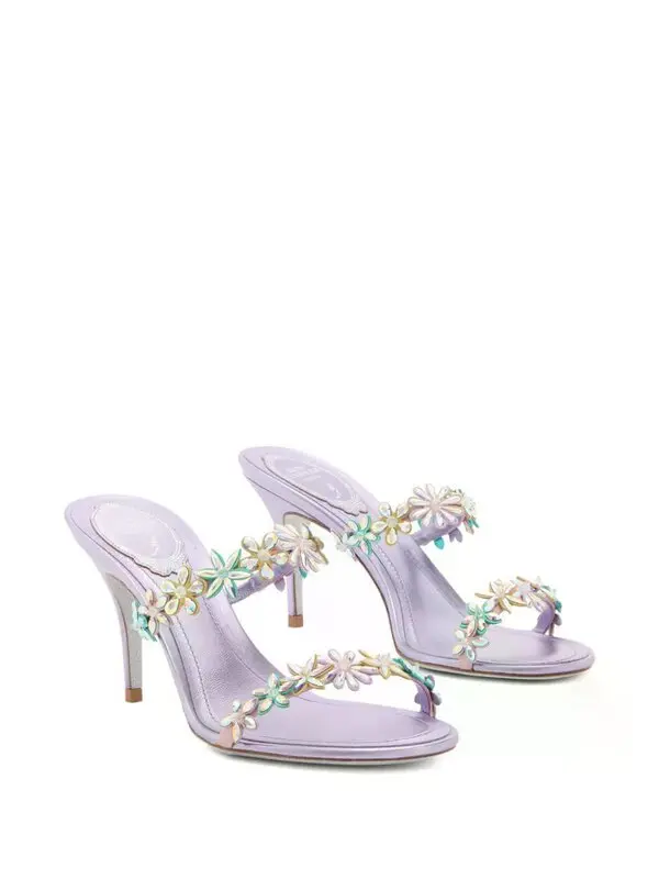 Rene Caovilla Eva Floral-detail Heeled Sandals - Purple