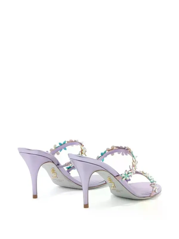 Rene Caovilla Eva Floral-detail Heeled Sandals - Purple