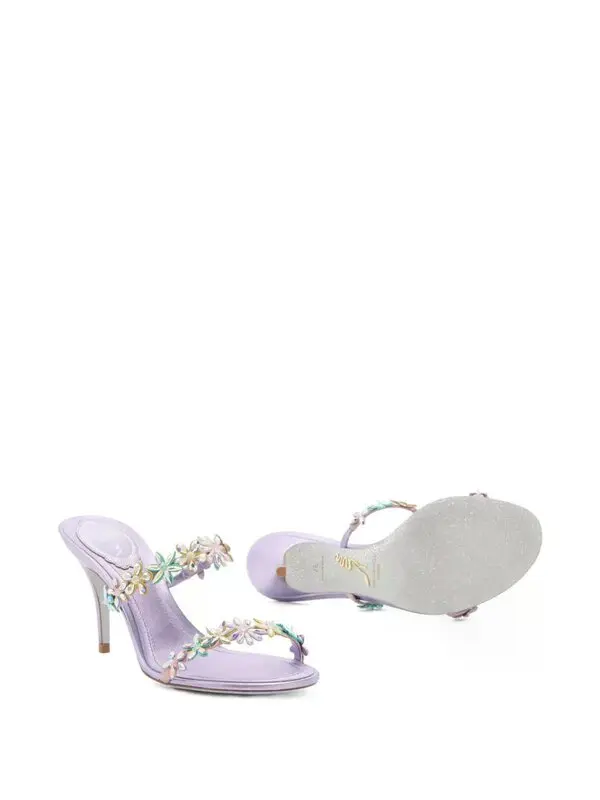Rene Caovilla Eva Floral-detail Heeled Sandals - Purple