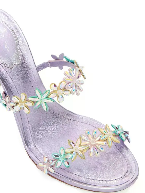 Rene Caovilla Eva Floral-detail Heeled Sandals - Purple