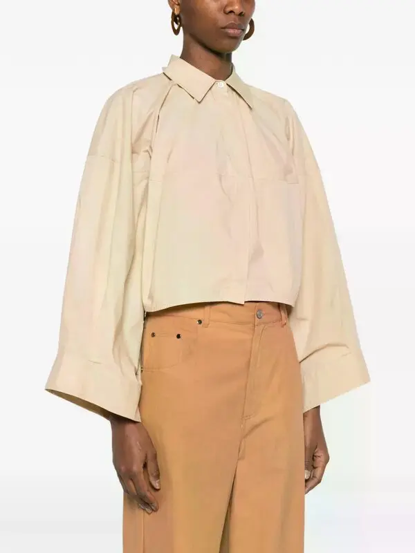 Erika Cavallini Cropped Wide-sleeve Shirt - Neutrals