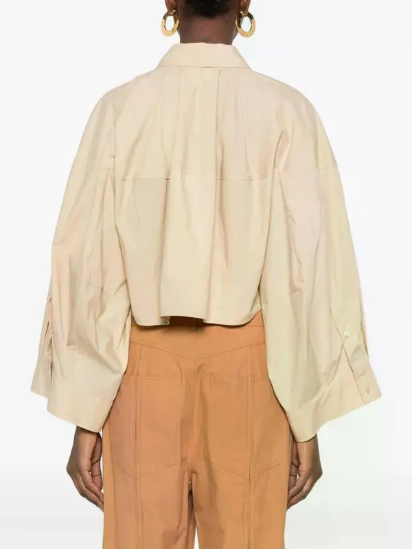 Erika Cavallini Cropped Wide-sleeve Shirt - Neutrals