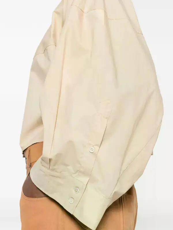 Erika Cavallini Cropped Wide-sleeve Shirt - Neutrals