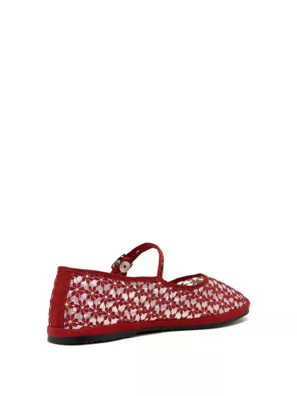CAPULETTE Bambina Rubina Floral-embroidery Ballet Flats - Red