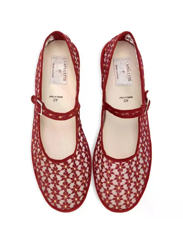 CAPULETTE Bambina Rubina Floral-embroidery Ballet Flats - Red