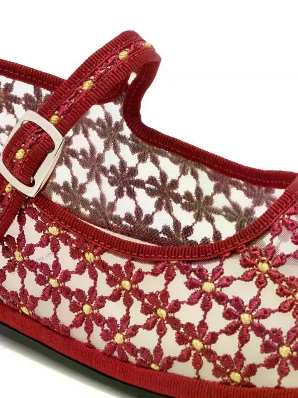 CAPULETTE Bambina Rubina Floral-embroidery Ballet Flats - Red