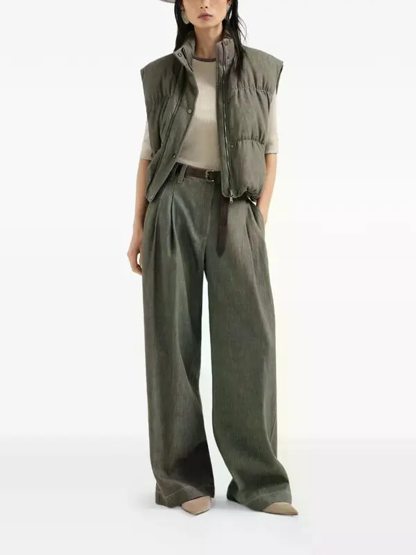 Brunello Cucinelli Ribbed Trim Top - Neutrals