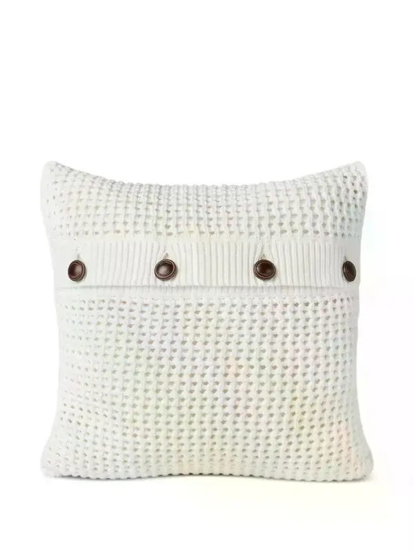 Brunello Cucinelli Buttoned Knit Cushion Pillow - White