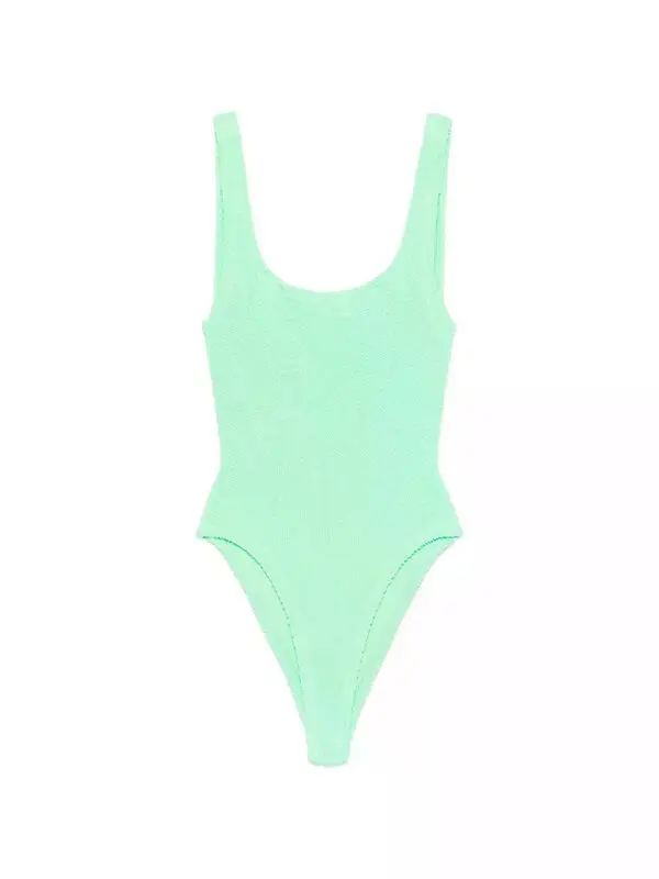 Hunza G Square-neck Crinkle One-piece Swimsuit - Green